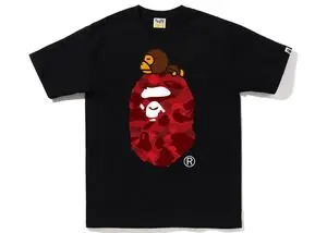 BAPE Camo Milo On Big Ape Tee Shirt (fw22) Black Red