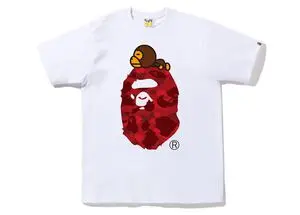 BAPE Camo Milo On Big Ape Tee Shirt (fw22) White Red