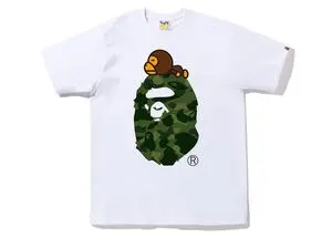 BAPE Camo Milo On Big Ape Tee Shirt (fw22) White Green