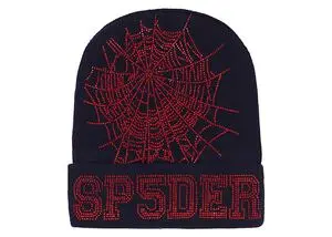 SP5DER Web Beanie - Navy Blue/red