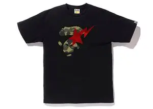 BAPE 1st Camo Ape Face Sta Tee Shirt Black Green