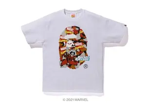 A BATHING APE X Marvel Comics Camo Rocket Raccoon Tee Shirt - White