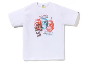 A BATHING APE Pigment Three Ape Head Tee Shirt - White