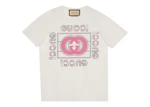 Gucci Oversized Vintage Logo Print T-shirt - Off White/pink/green