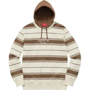 Supreme Striped Hooded Crewneck Sweatshirt - Brown
