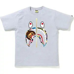A BATHING APE Camo Milo Shark Tee Shirt - Gray