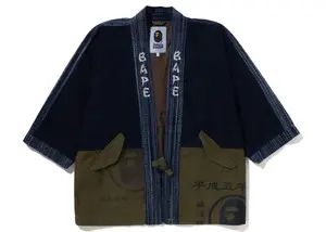 A BATHING APE Military Kimono Jacket - Indigo Khaki