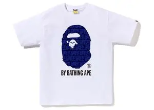 BAPE Logo Monogram Bathing Ape Tee Shirt - White Navy Blue