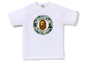 A BATHING APE Woodland Camo Busy Works Tee Shirt - White