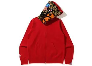 A BATHING APE Milo Shark Full Zip Hoodie - Red
