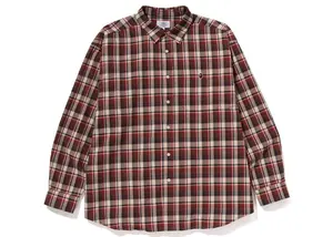 A BATHING APE Mini Check Loose Fit Shirt - Red