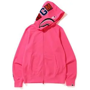 A BATHING APE Neon Shark Full Zip Hoodie - Pink