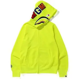 A BATHING APE Neon Shark Full Zip Hoodie - Yellow