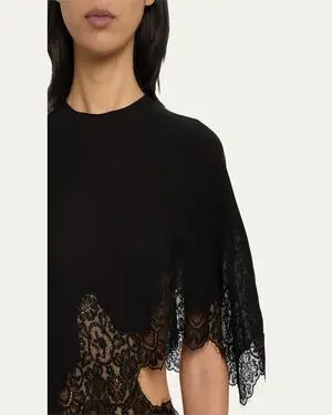 Stella McCartney One-shoulder High-low Dress With Lace Detail