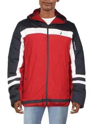 NAUTICA Tempasphere Mens Colorblock Logo Down Coat - Red