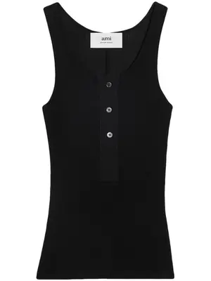 AMI Paris Ribbed Tank Top - Black