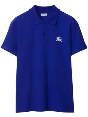 Burberry Equestrian Knight Cotton Polo Shirt - Blue