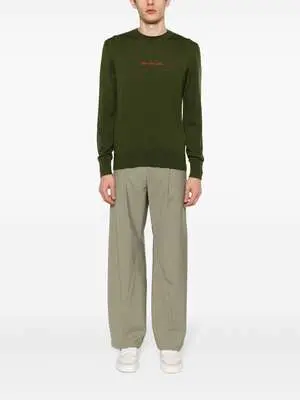 Versace Embroidered-logo Wool Jumper - Green