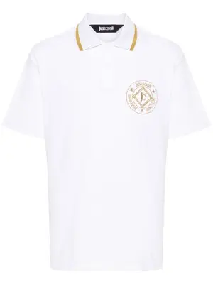 Just Cavalli Embroidered-logo Cotton Polo Shirt - White