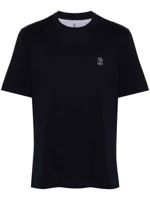 Brunello Cucinelli Logo-print Cotton T-shirt - Blue