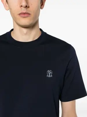Brunello Cucinelli Logo-print Cotton T-shirt - Blue