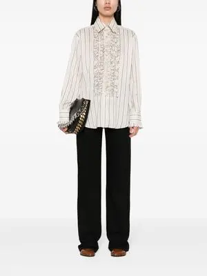 Stella McCartney Striped Ruffled Shirt - Neutrals