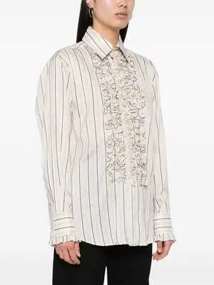 Stella McCartney Striped Ruffled Shirt - Neutrals