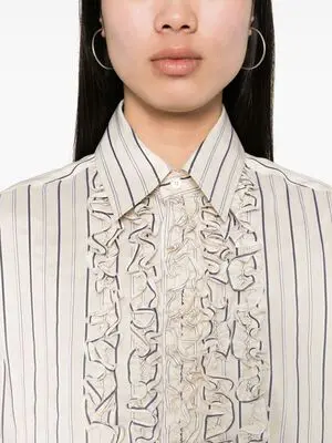 Stella McCartney Striped Ruffled Shirt - Neutrals