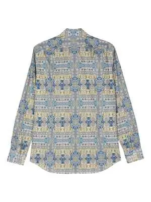 MAZZARELLI Floral-print Cotton Shirt - Blue