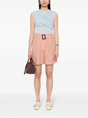 Lorena Antoniazzi Belted Pleated Thigh-length Shorts