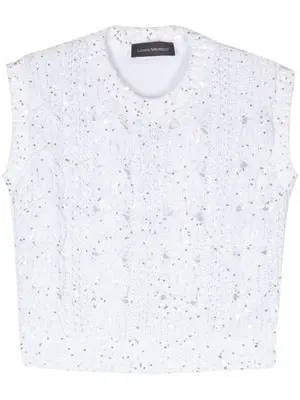 Lorena Antoniazzi Sequin-embellished Knitted Tank Top - White
