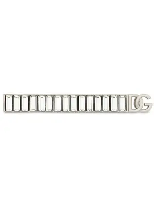 Dolce & Gabbana Logo-plaque Crystal-embellished Tie Clip - Silver