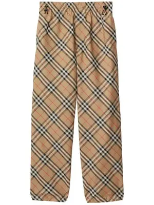 Burberry Checked Straight-leg Trousers - Brown
