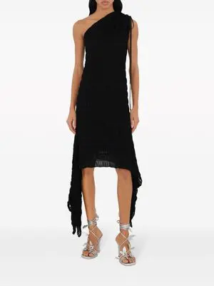 Burberry Shirred One-shoulder Midi Dress