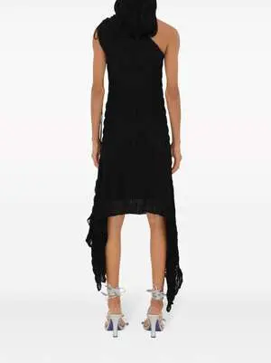 Burberry Shirred One-shoulder Midi Dress