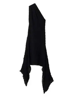 Burberry Shirred One-shoulder Midi Dress