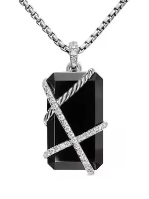 David Yurman Sterling Cable Wrap Diamond Amulet - Silver
