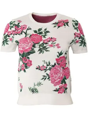 Carolina Herrera Floral-jacquard Knitted Top - White