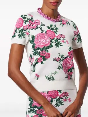 Carolina Herrera Floral-jacquard Knitted Top