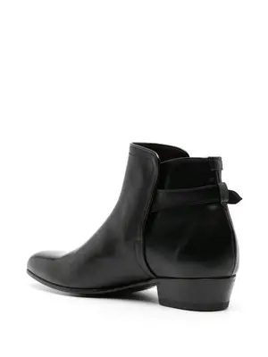 LIDFORT Pointed-toe Buckled Leather Boots