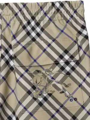 Burberry Equestrian Knight Check Cotton Shorts - Neutrals