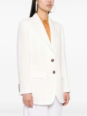 Alberta Ferretti Single-breasted Linen Blazer - White