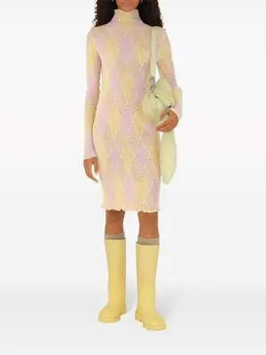 Burberry Argyle Ribbed-knit Dress - Pink