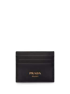 Prada Logo-stamp Leather Card Holder - Black