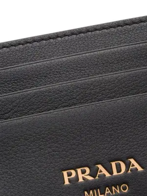 Prada Logo-stamp Leather Card Holder - Black