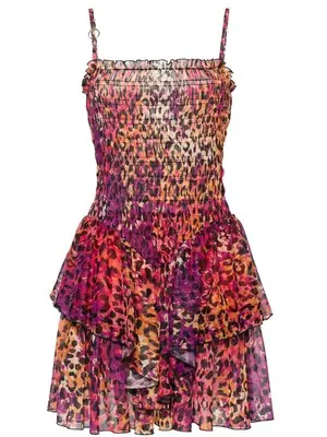 Just Cavalli Layered Leopard-print Mini Dress