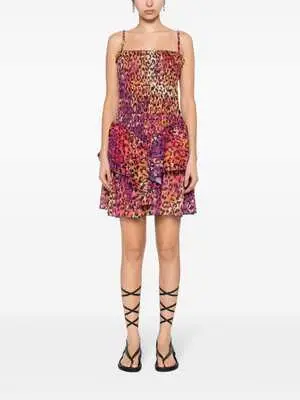 Just Cavalli Layered Leopard-print Mini Dress