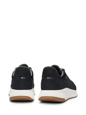 BOSS Leather And Mesh Lace-up Sneakers - Black