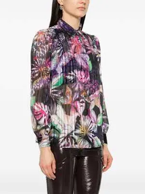 Just Cavalli Foliage-print Metallic Shirt - Purple