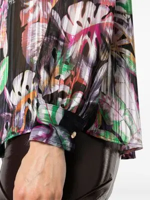 Just Cavalli Foliage-print Metallic Shirt - Purple